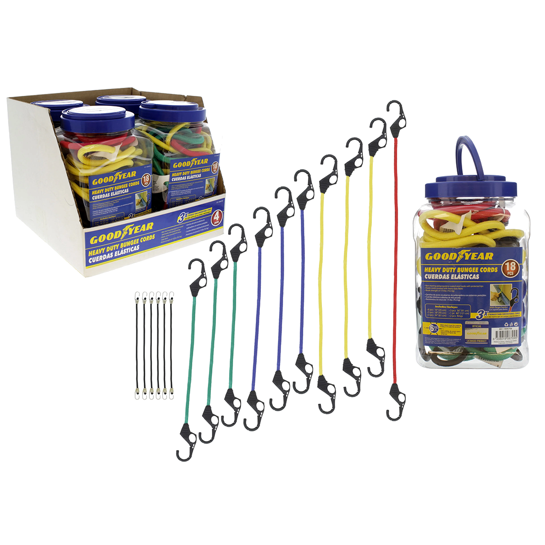 Cuerda Elastica Bungee Cord 18 Piezas Azul,Amarillo,Rojo,Verde Goodyear ...
