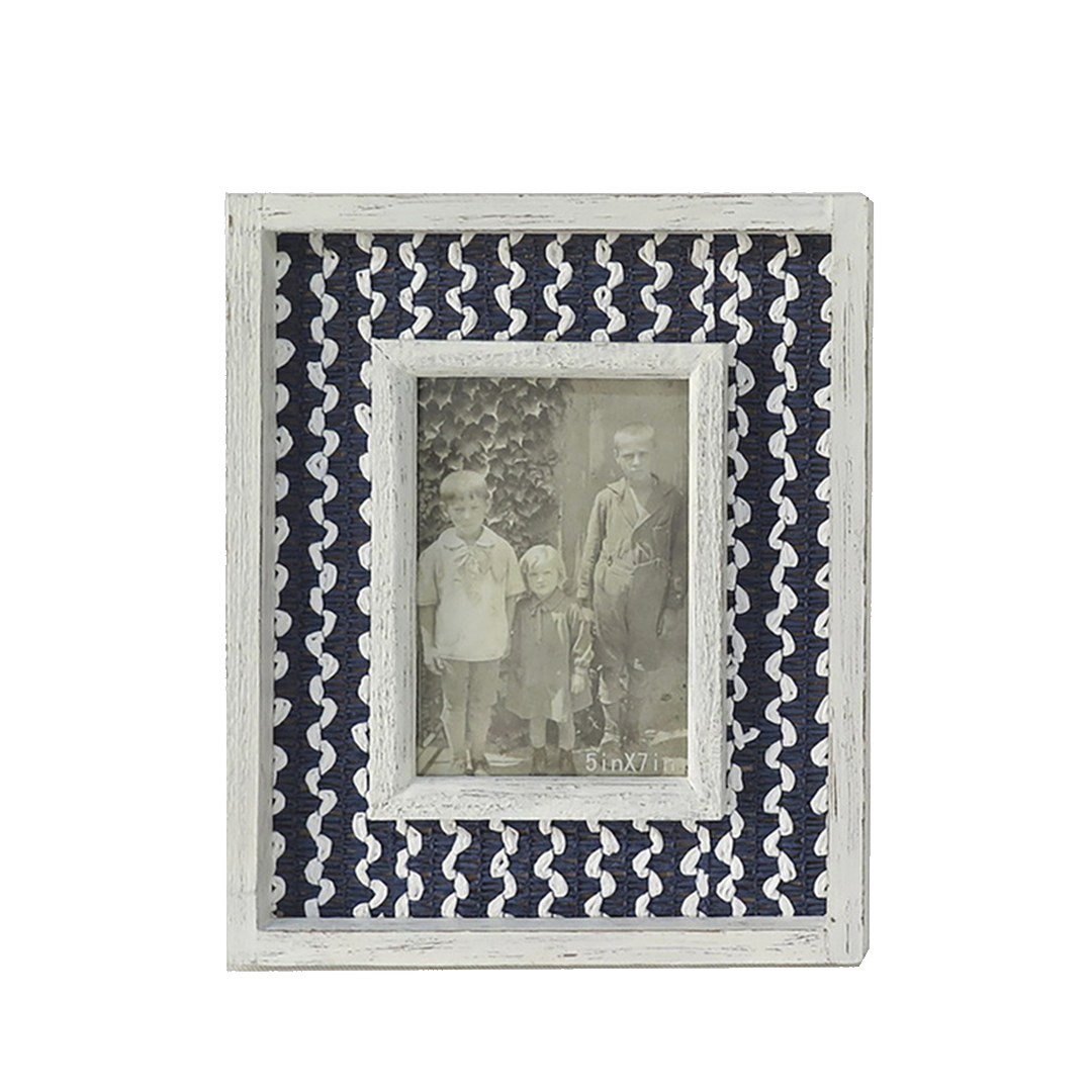 Porta Retratera Azul Con Borde Blanco 3X26.5X31.5Cm Azul Casa Bella 796 ...