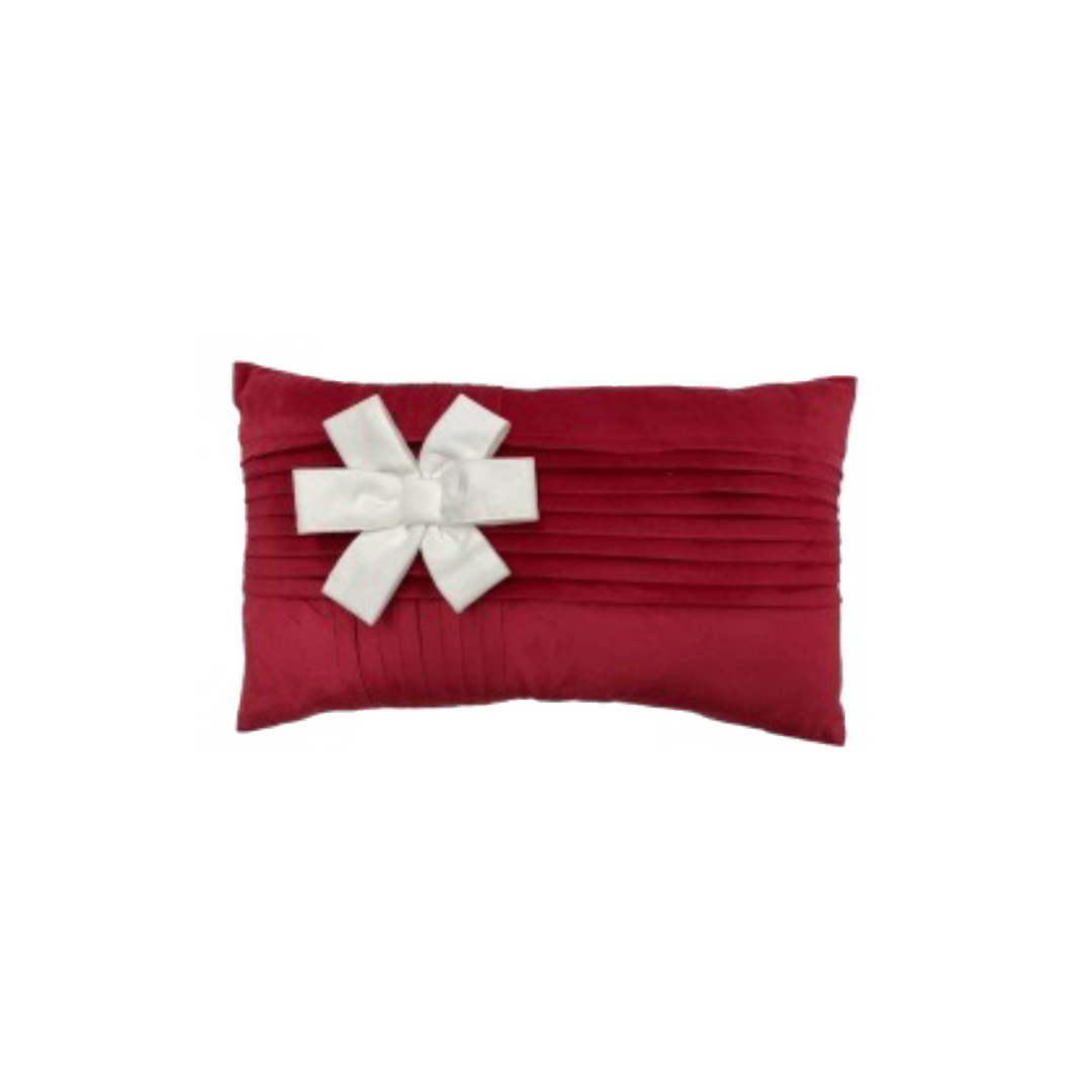 Cojin Rojo Rectangular Con Chongo Blanco 50X30Cm 170-3000361 | ElBaratillo