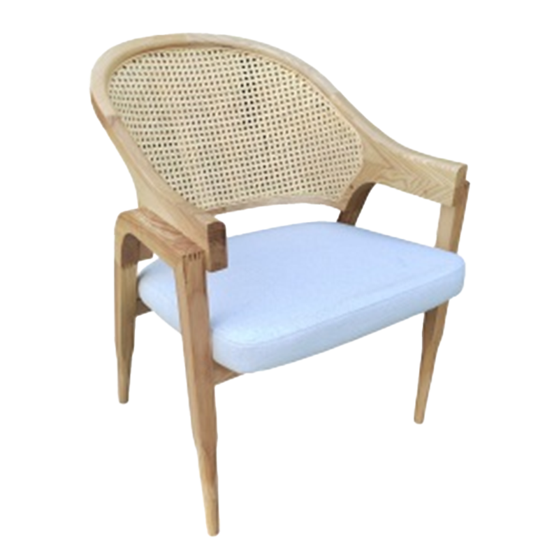 Silla De Madera Natural Con Respaldo De Ratan AsientoTapizado 422 ...